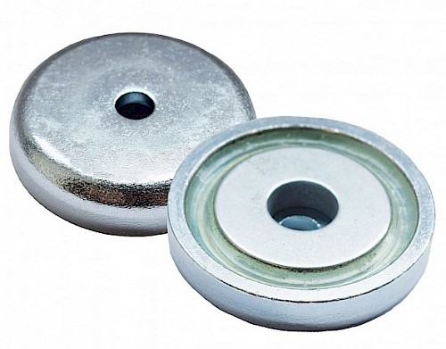 Neodymium Shallow Pot Magnet with Borehole | Eclipse Magnetics